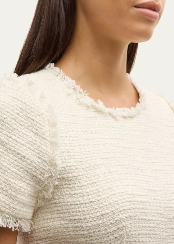Cinq À Sept Nova Cotton Boucle Pleated Mini Dress - Gardenia