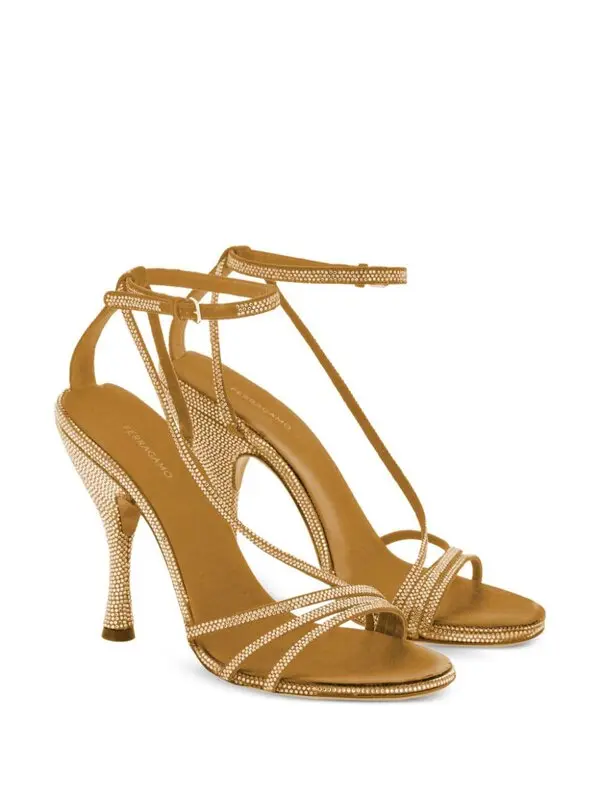 FERRAGAMO 105mm Crystal-embellished Leather Sandals