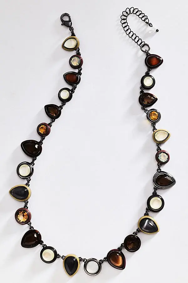 Anthropologie Enamel Gem Necklace - Neutral