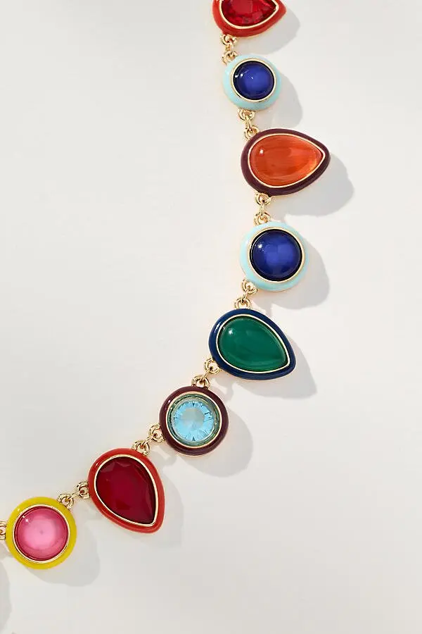 Anthropologie Enamel Gem Necklace - Orange