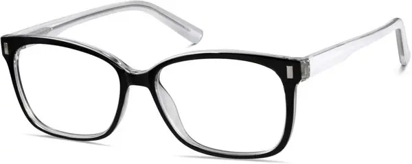 Zenni Square Glasses 2030339 - Black/white/clear