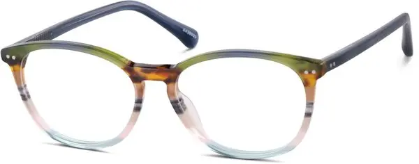 Zenni Retro Oval Eyeglasses With Full Rim Frame - Forest