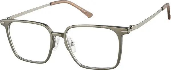 Zenni Mixed Material Square Frame Glasses - Brown