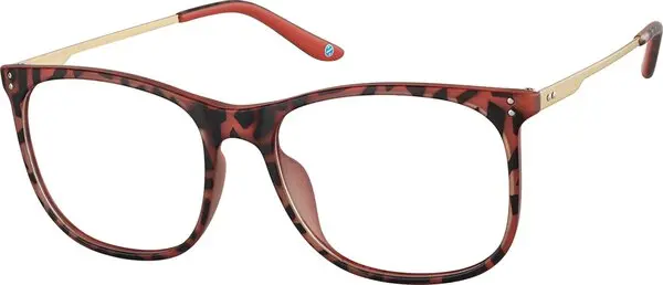 Zenni Mixed Material Square Frame Glasses - Cherry Cola