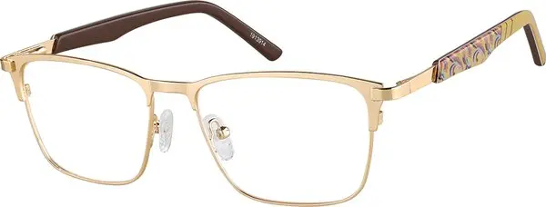 Zenni Mixed Material Square Frame Glasses - Gold