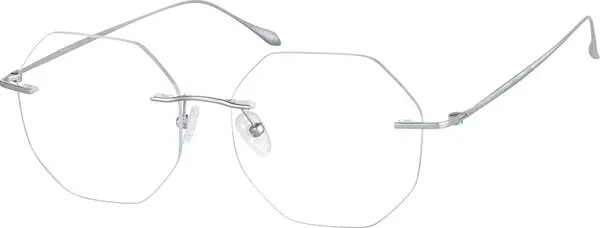 Zenni Minimalist Geometric Rimless Eyeglasses - Silver