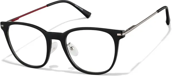 Zenni Square Glasses Mixed Full Rim Frame - Black