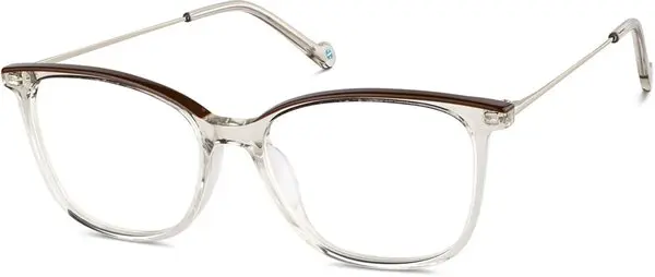 Zenni Square Full Rim Eyeglasses Mixed Material Frame - Brown