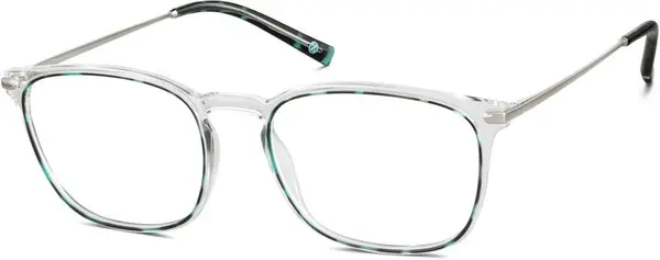 Zenni Square Eyeglasses Full Rim Frame - Green Tortoiseshell