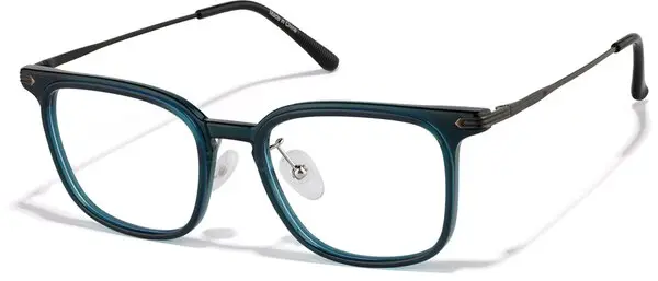 Zenni Mixed Material Square Frame Eyeglasses - Green
