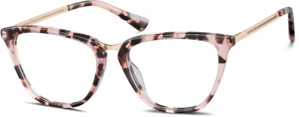Zenni Square Eyeglasses Full Rim Frame - Pink Tortoiseshell