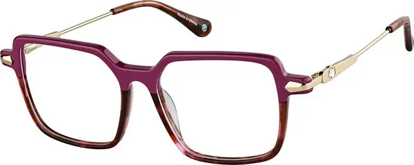 Zenni Square Full Rim Eyeglasses Mixed Material Frame - Pink