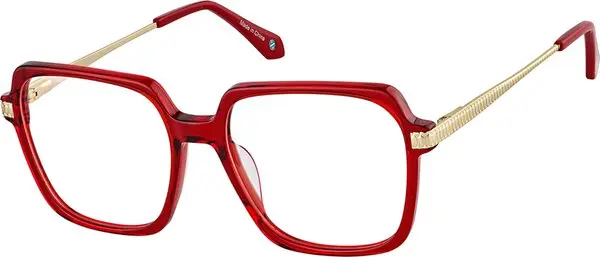 Zenni Square Full Rim Frame Glasses - Red