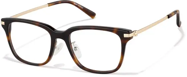 Zenni Square Full Rim Eyeglasses Mixed Material Frame - Tortoiseshell