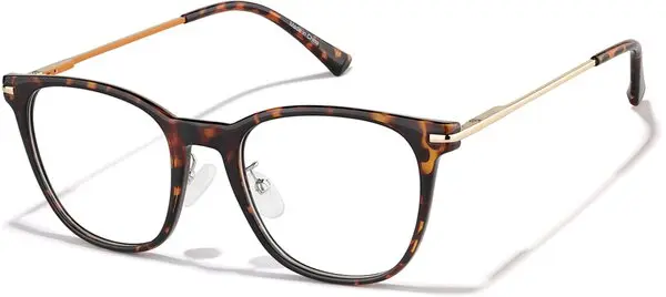 Zenni Square Glasses Mixed Full Rim Frame - Tortoiseshell