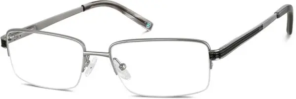 Zenni Rectangle Half-rim Titanium Frame Eyeglasses - Steel