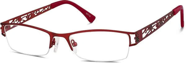 Zenni Rectangle Half-rim Stainless Steel Eyeglasses - Red