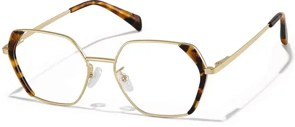 Zenni Geometric Eyeglasses With Stainless Steel Full Rim Frame - Gold
