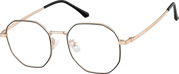 Zenni Geometric Eyeglasses With Stainless Steel Full Rim Frame - Rose Gold