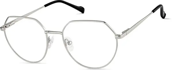 Zenni Geometric Eyeglasses With Stainless Steel Full Rim Frame - Silver