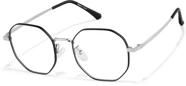 Zenni Geometric Eyeglasses With Stainless Steel Full Rim Frame - Silver