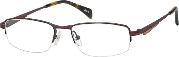 Zenni Rectangle Half-rim Titanium Eyeglasses - Brown