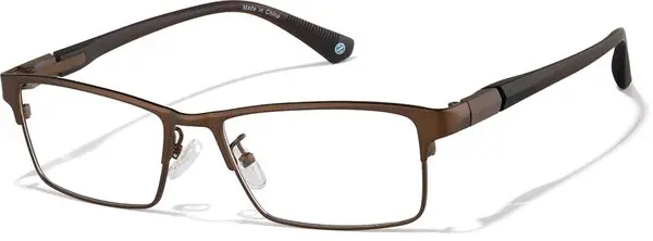 Zenni Rectangle Eyeglasses Titanium Full Rim Frame - Brown