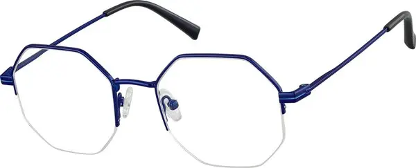 Zenni Geometric Half Rim Eyeglasses - Blue