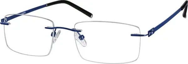 Zenni Titanium Rimless Rectangle Eyeglasses - Blue