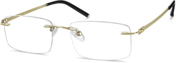 Zenni Titanium Rimless Rectangle Eyeglasses - Gold