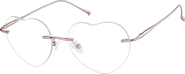 Zenni Heart Rimless Glasses With Stainless Steel Frame - Rose Gold