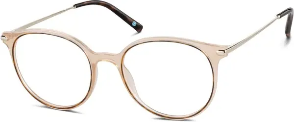 Zenni Full Rim Round Frame Mixed Material Eyeglasses - Buff