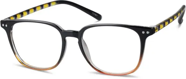 Zenni Punk Square Eyeglasses Full Rim Frame - Black Pattern