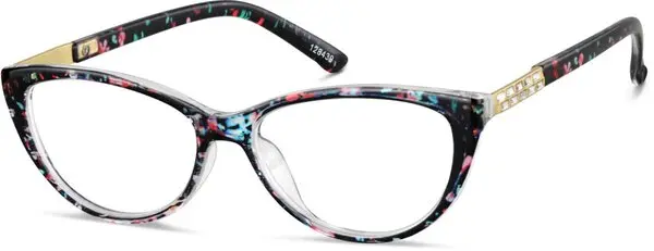 Zenni Cat-eye Full Rim Frame Eyeglasses - Black Floral