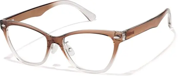 Zenni Cat-eye Full Rim Frame Eyeglasses - Brown Clear Ombre