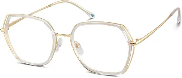 Zenni Geometric Full Rim Mixed Material Eyeglasses - Clear