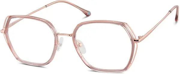 Zenni Geometric Eyeglasses Full Rim Mixed Frame - Pink