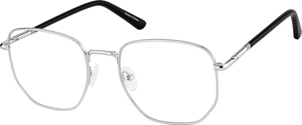 Zenni Geometric Full Rim Mixed Material Eyeglasses - Silver