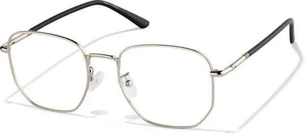 Zenni Geometric Full Rim Mixed Material Eyeglasses - Silver