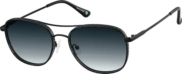 Zenni Aviator Full Rim Stainless Steel Sunglasses - Black