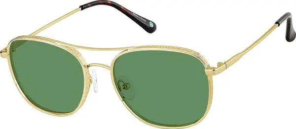 Zenni Aviator Stainless Steel Full Rim Frame Sunglasses - Gold