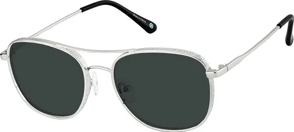 Zenni Aviator Stainless Steel Full Rim Frame Sunglasses - Silver