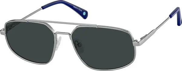 Zenni Aviator Full Rim Stainless Steel Sunglasses - Silver