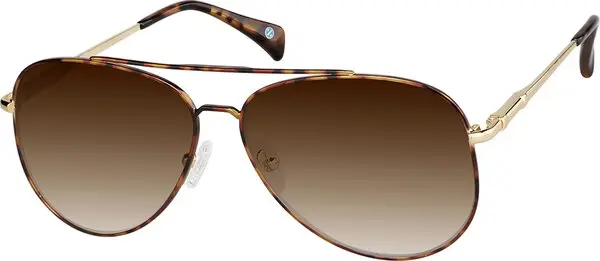 Zenni Aviator Full Rim Stainless Steel Sunglasses - Tortoiseshell