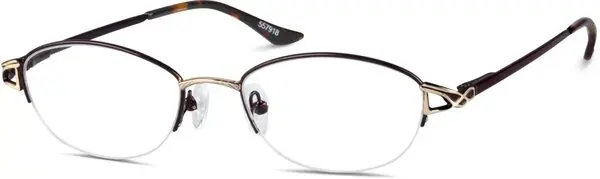 Zenni Oval Half-rim Metal Frame Eyeglasses - Brown