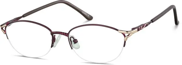 Zenni Oval Half-rim Metal Frame Eyeglasses - Burgundy