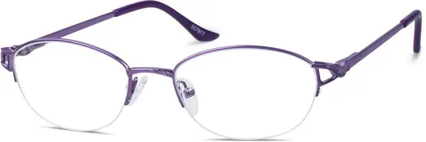 Zenni Oval Half-rim Metal Frame Eyeglasses - Purple