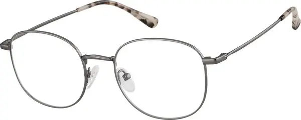 Zenni Round Flex Titanium Full Rim Eyeglasses Frame - Gray