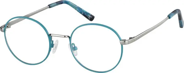 Zenni Retro Round Eyeglasses Flex Titanium Full Rim Frame - Aqua