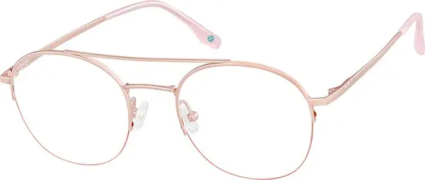 Zenni Round Titanium Half Rim Eyeglasses - Rose Gold